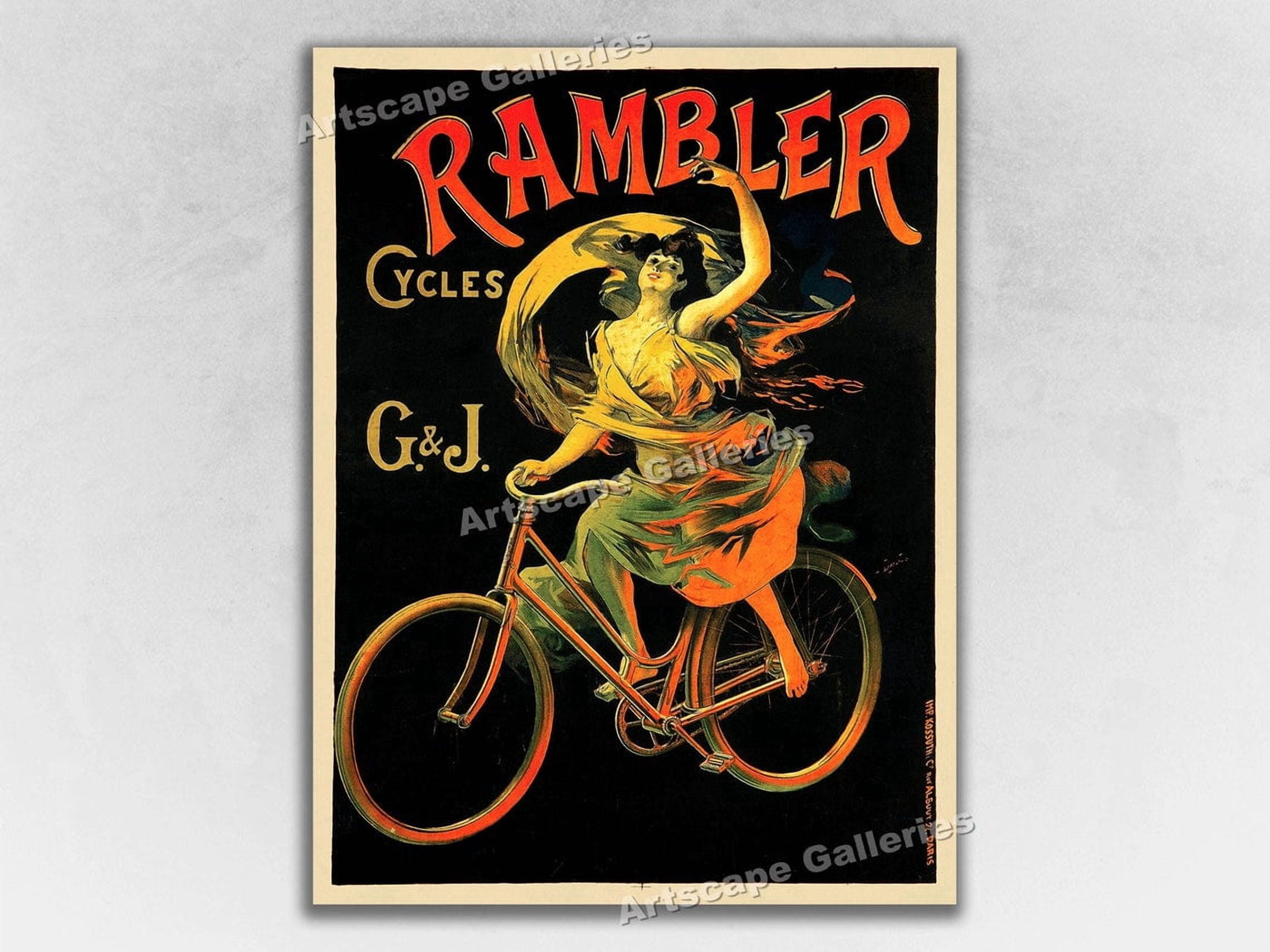 1910 Rambler Cycles Vintage Bicycle Ad French Art Nouveau Graphic ...