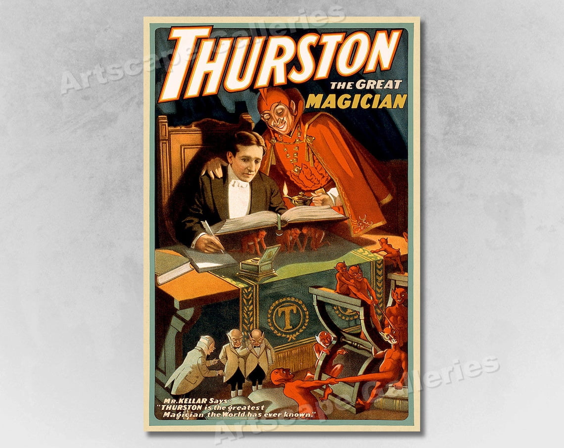 1910 Thurston The Great Magician Magic Book Vintage Graphic ...