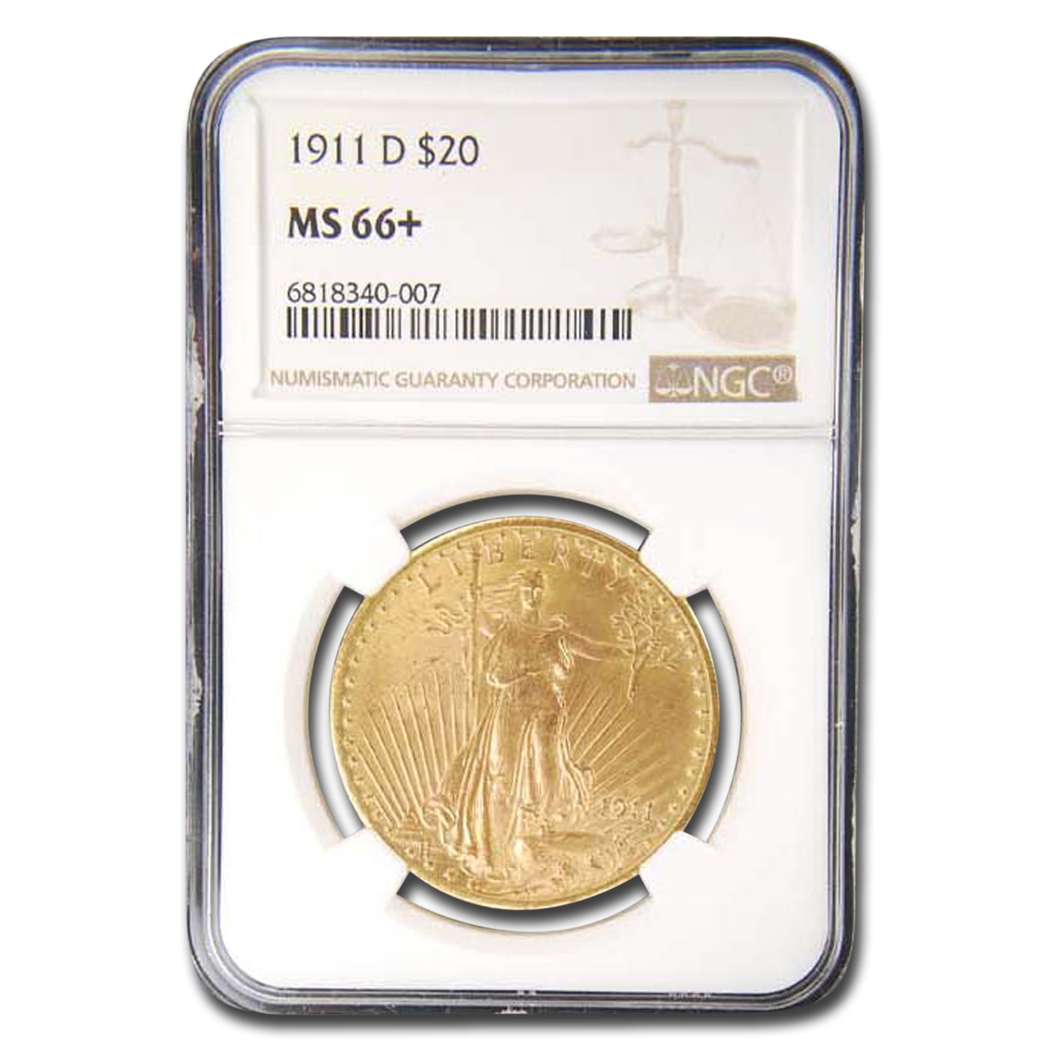 1911-D $20 St Gaudens Gold Double Eagle MS-66+ NGC - Walmart.com
