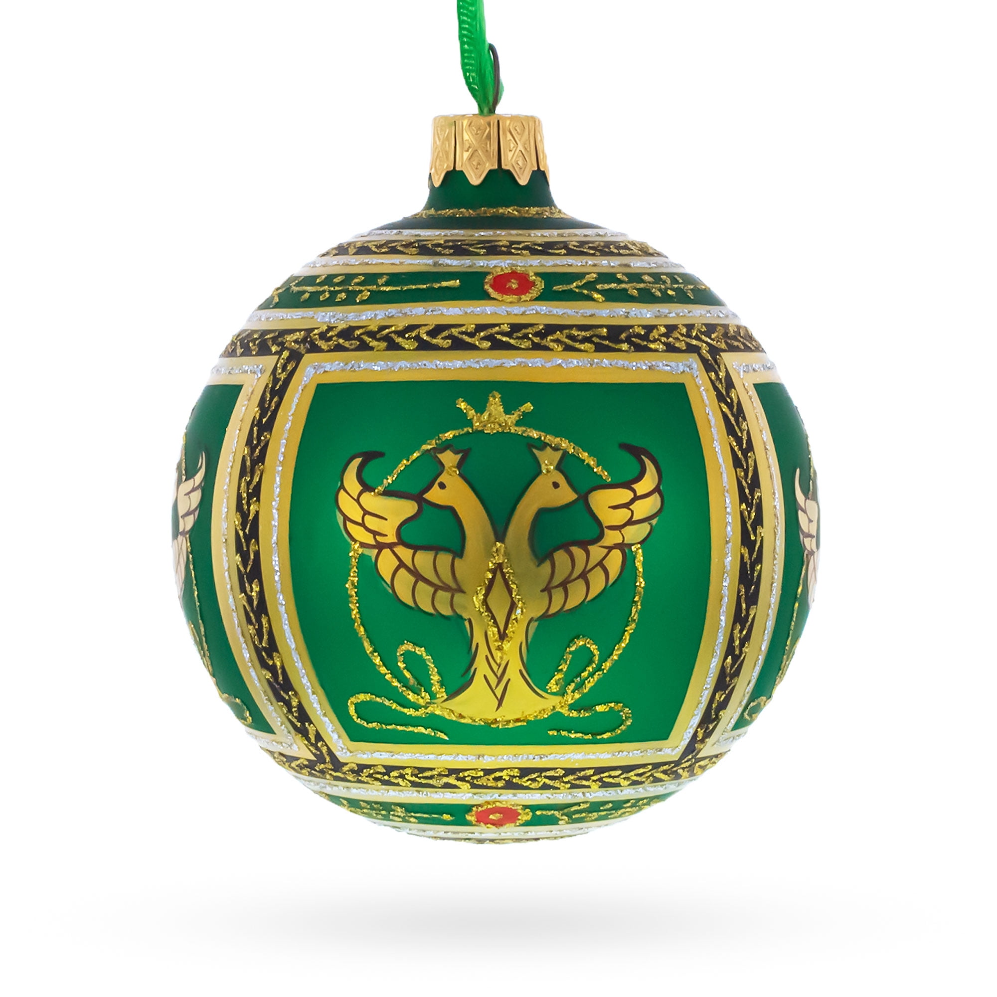 1912 Napoleonic Royal Green Glass Ball Christmas Ornament 3.25 Inches ...