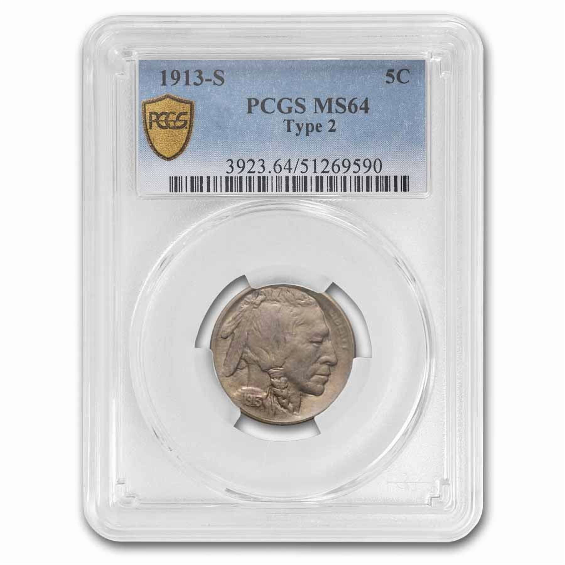 1913-S Buffalo Nickel Type-II MS-64 PCGS - Walmart.com