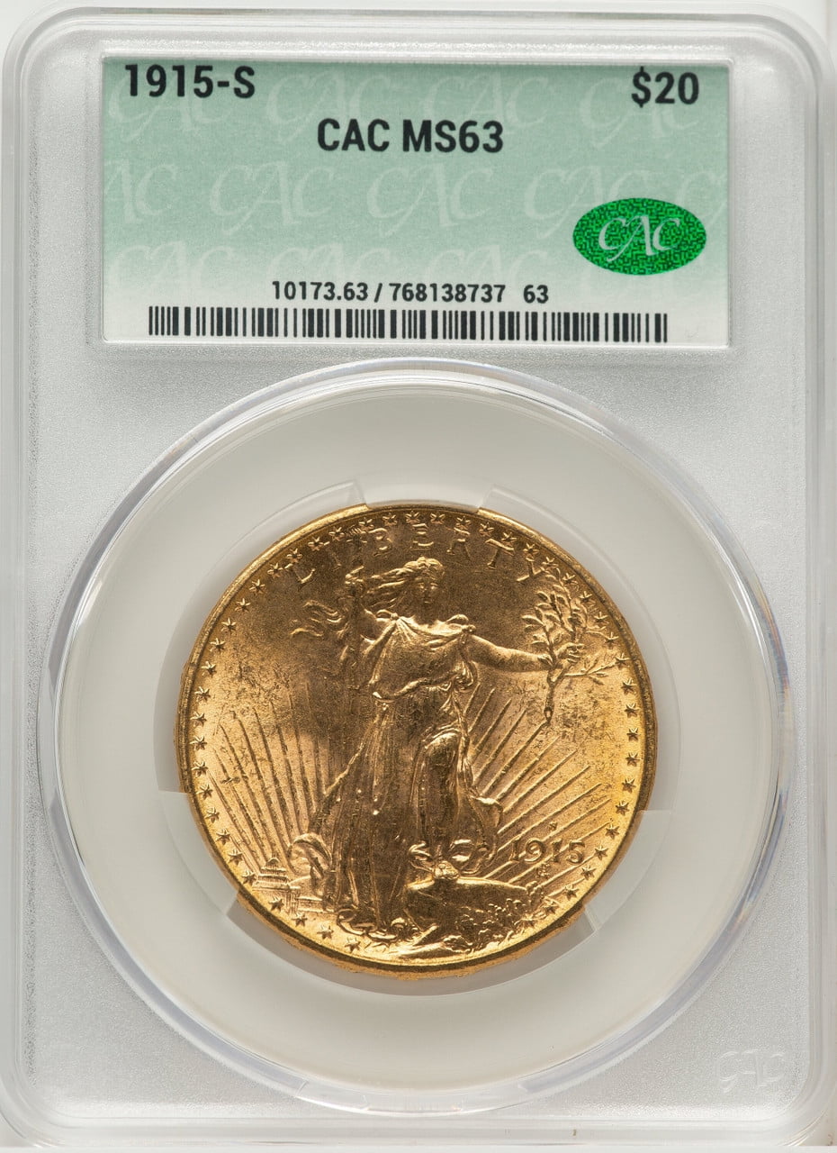 1915-S $20 Saint-Gaudens Double Eagle CACG MS63 (5433018) - Walmart.com