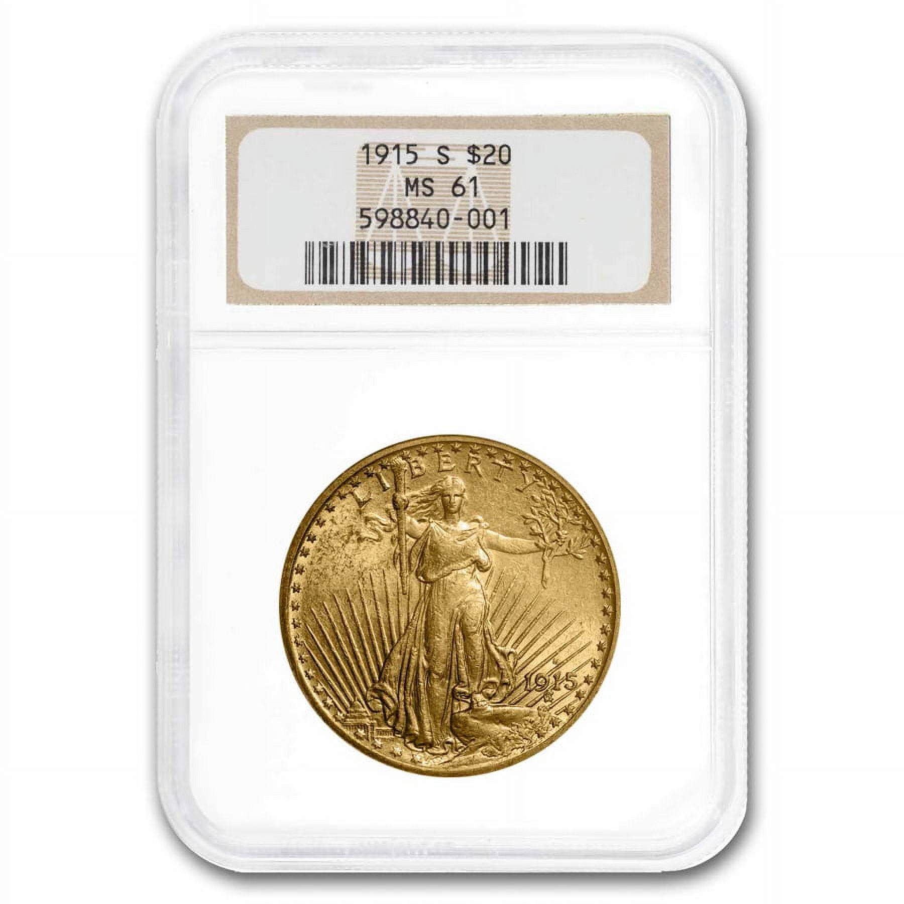 1915-S $20 Saint-Gaudens Gold Double Eagle MS-61 NGC - Walmart.com