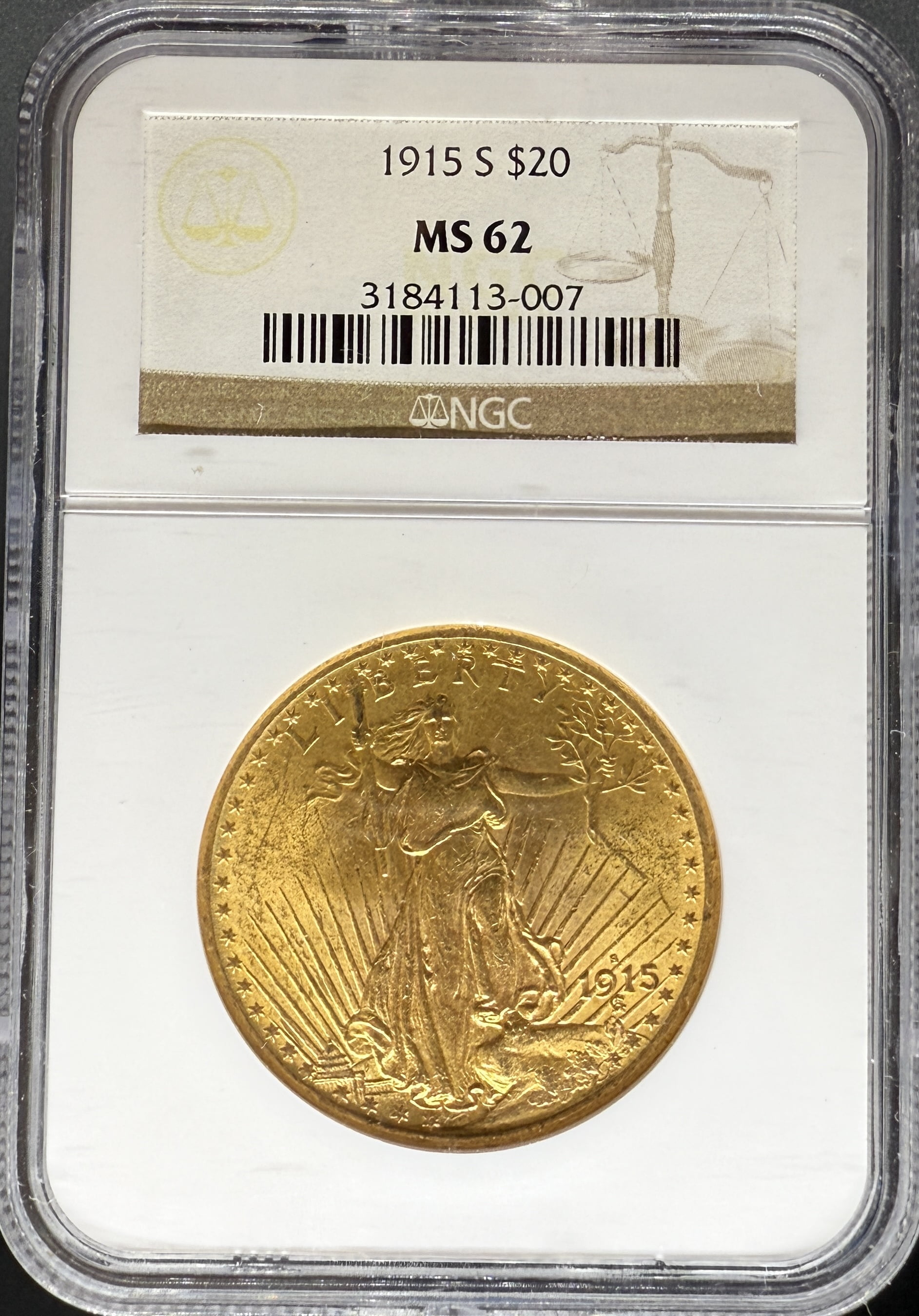 1915-S $20 St Gaudens MS62 NGC (PA3184113007) - Walmart.com