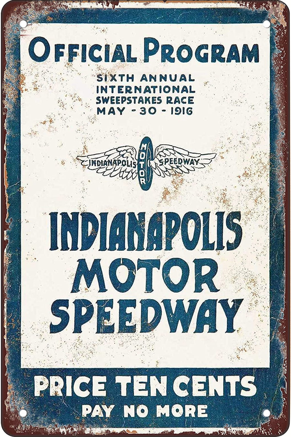 1916 Indianapolis Motor Speedway Funny Retro Tin Sign Garage Plaque ...