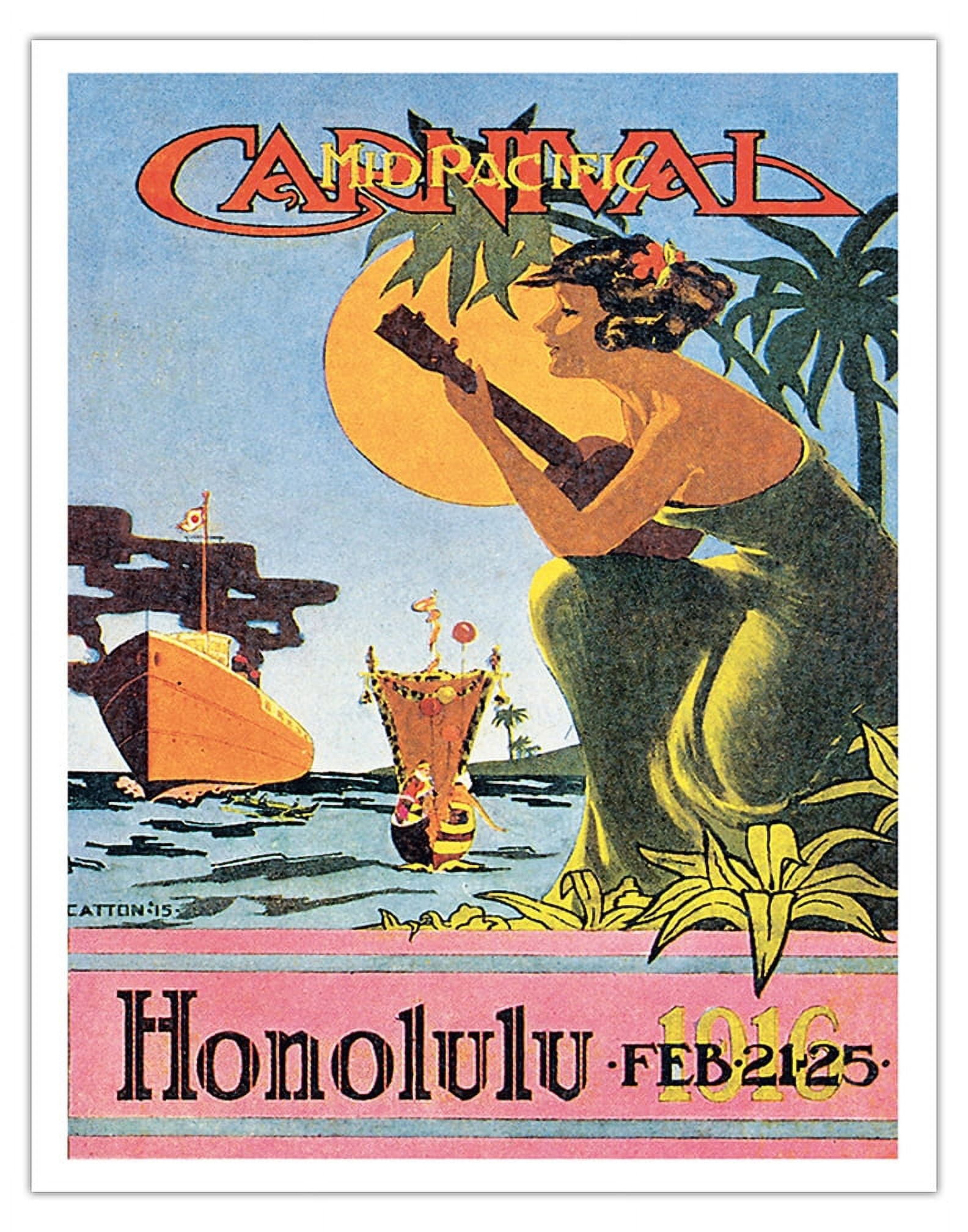 1916 Mid-Pacific Carnival - Honolulu Hawai’i - Vintage Carnival Poster ...