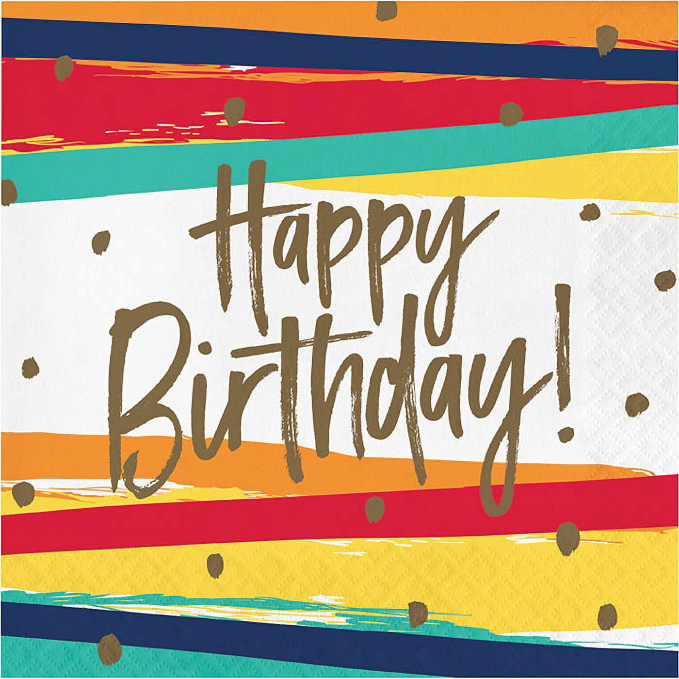192 Count Bulk Pack Happy Birthday Stripes Luncheon Napkins - Walmart.com
