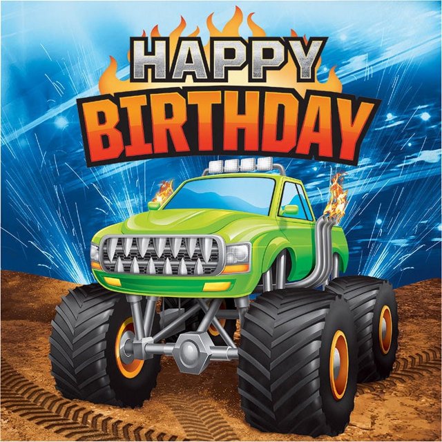 192 Count Bulk Pack Monster Truck Happy Birthday Luncheon Napkins ...