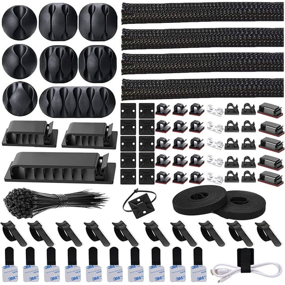 192 PCS Cable Management Kit 4 Wire Organizer Sleeve,11 Cable Holder ...