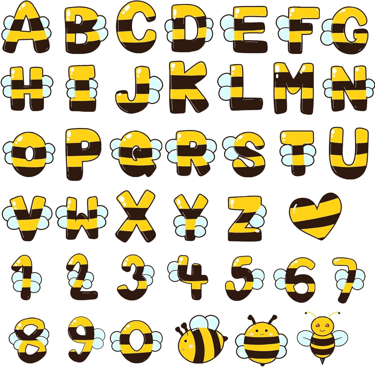 192 Pcs Bee Bulletin Board Decoration Letters Numbers Alphabet Cutouts ...