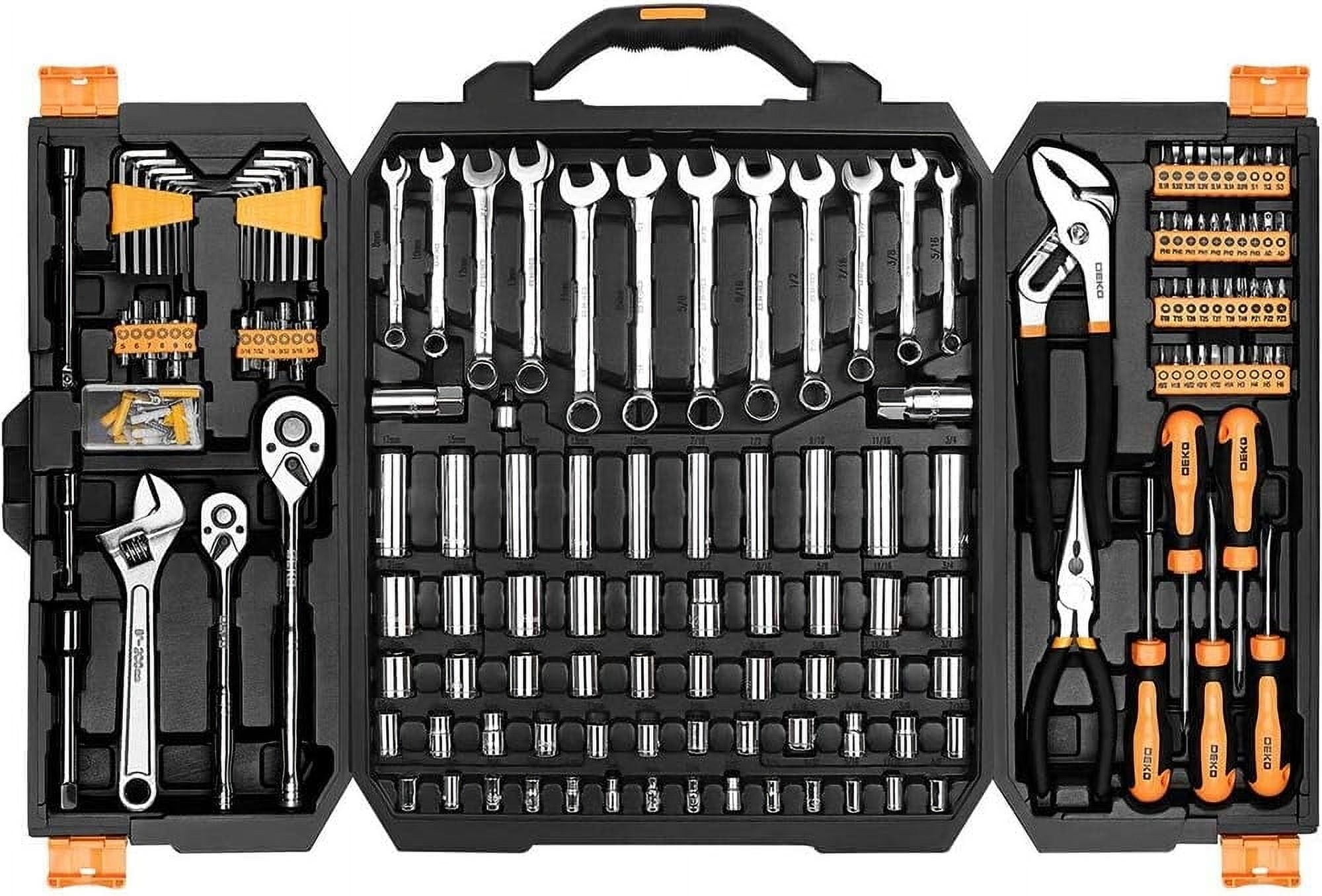192 Piece Mechanics Tool Set Socket Wrench Set with Plastic Storage Case for Auto Repair Hand ...