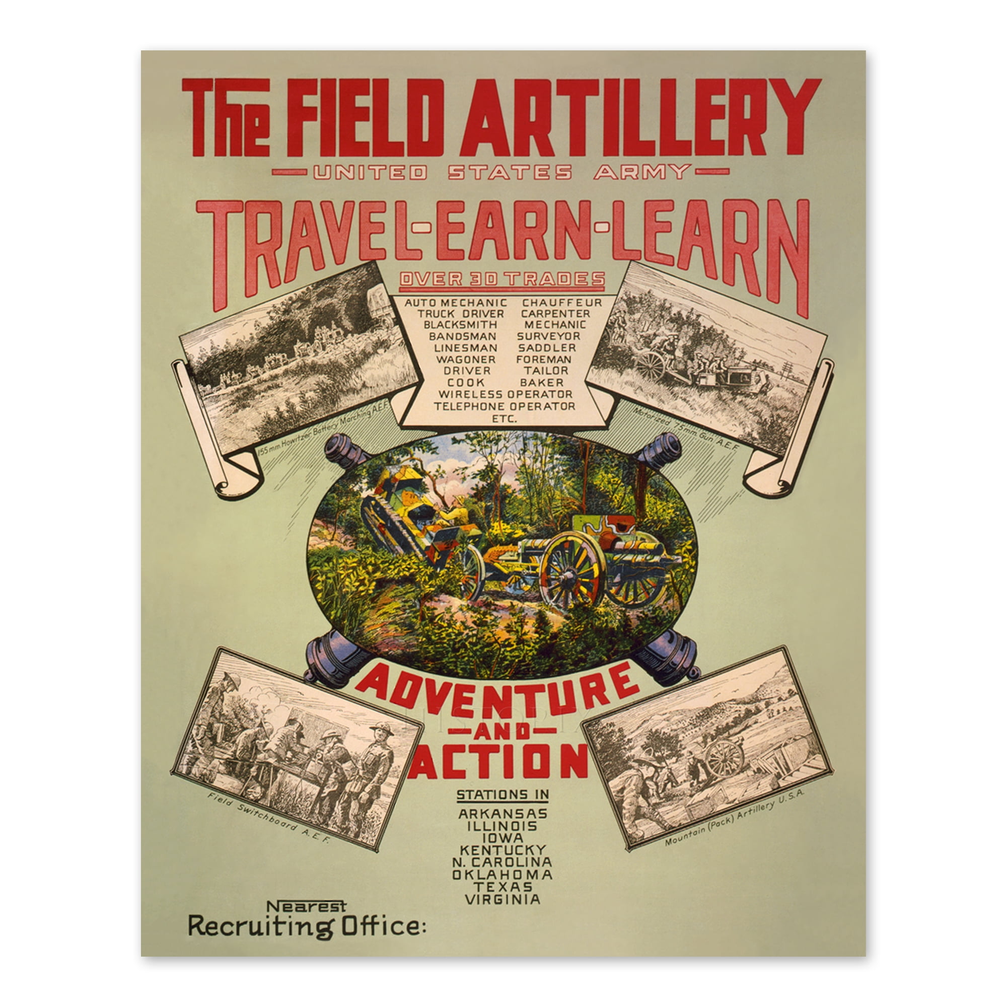 1920 The Field Artillery Poster Photo - 8x10 Inch Vintage Poster Photo ...