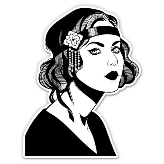 1920's Flapper Style Woman - 8" Vinyl Sticker - For Car Laptop I-Pad ...