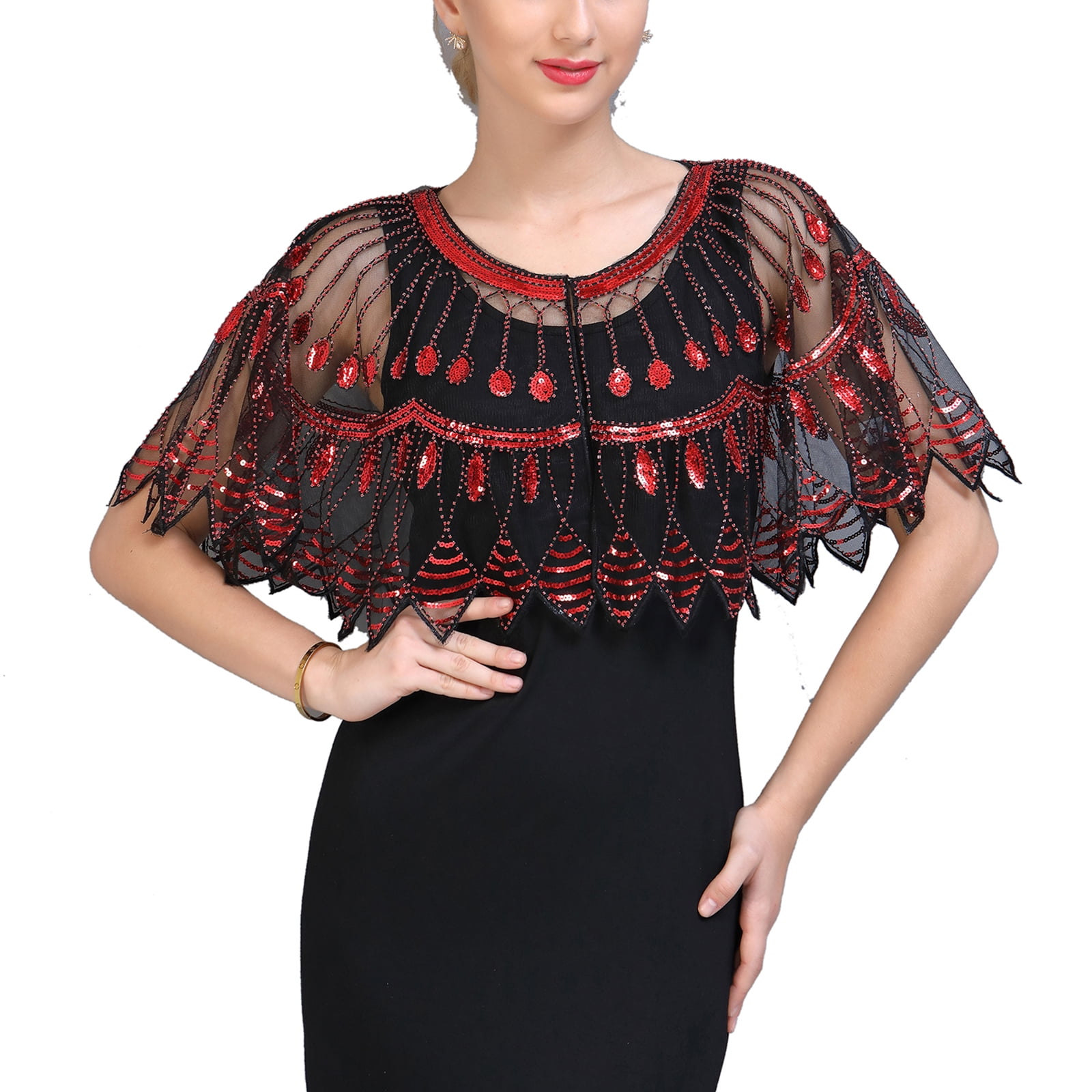 1920's Mesh Wedding Evening Shoulder Shawl Cover up Bolero Shrug Jacket ...
