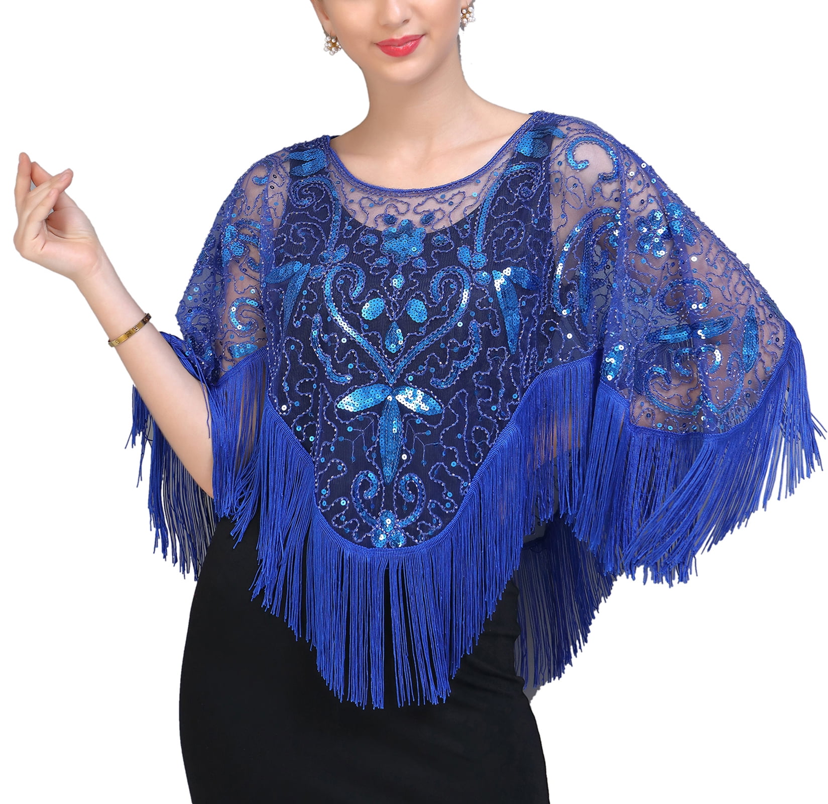 1920's Vintage Beaded Sheer Mesh Shoulder Poncho Cape Wraps Jackets ...