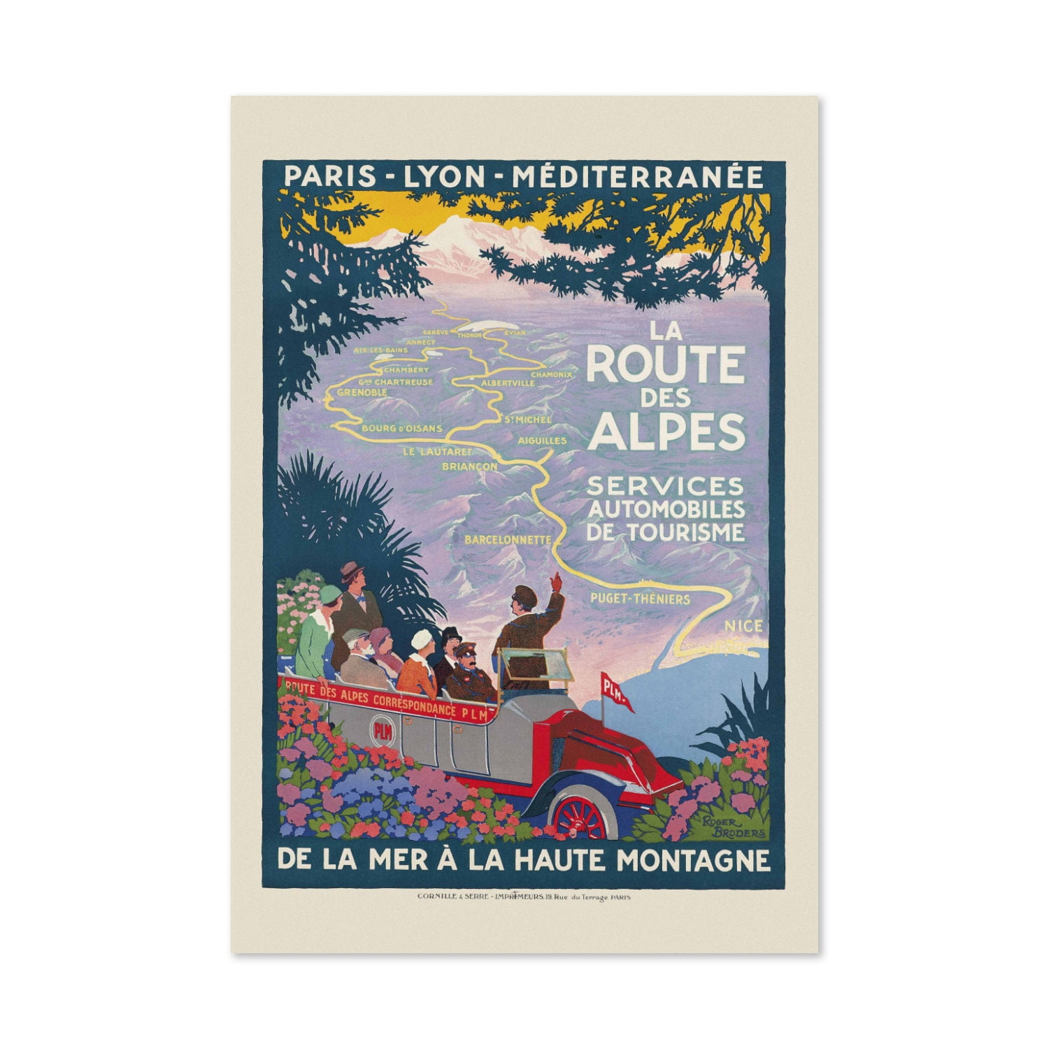 1920S La Route Des Alpes Vintage Style French Travel Poster, Classic ...
