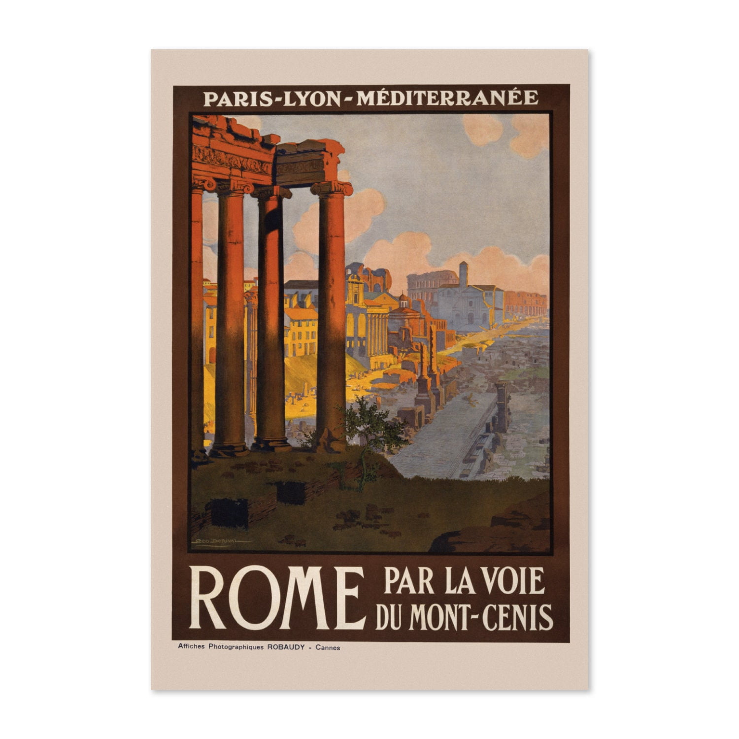 1920S Roman Forum At Dawn Vintage Style Italian Travel Poster, Classic ...