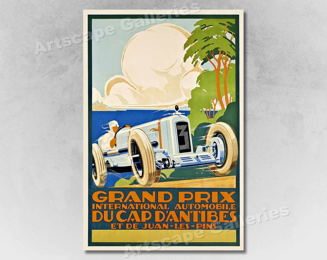 1920s Automobile Du Cap D Antibes Vintage Racing, Unframed Canvas ...