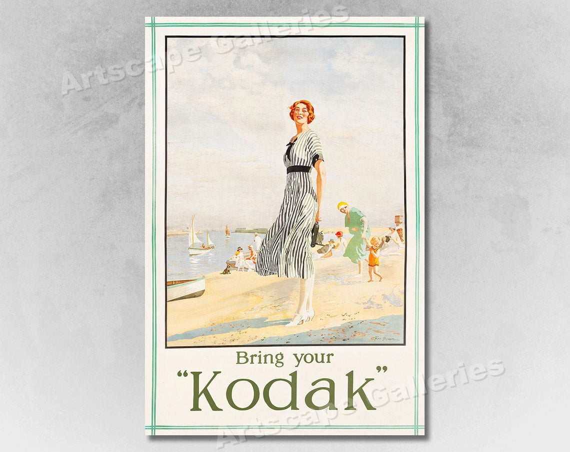 1920s Bring your Kodak Vintage Style Beach Travel Graphic Illustration ...