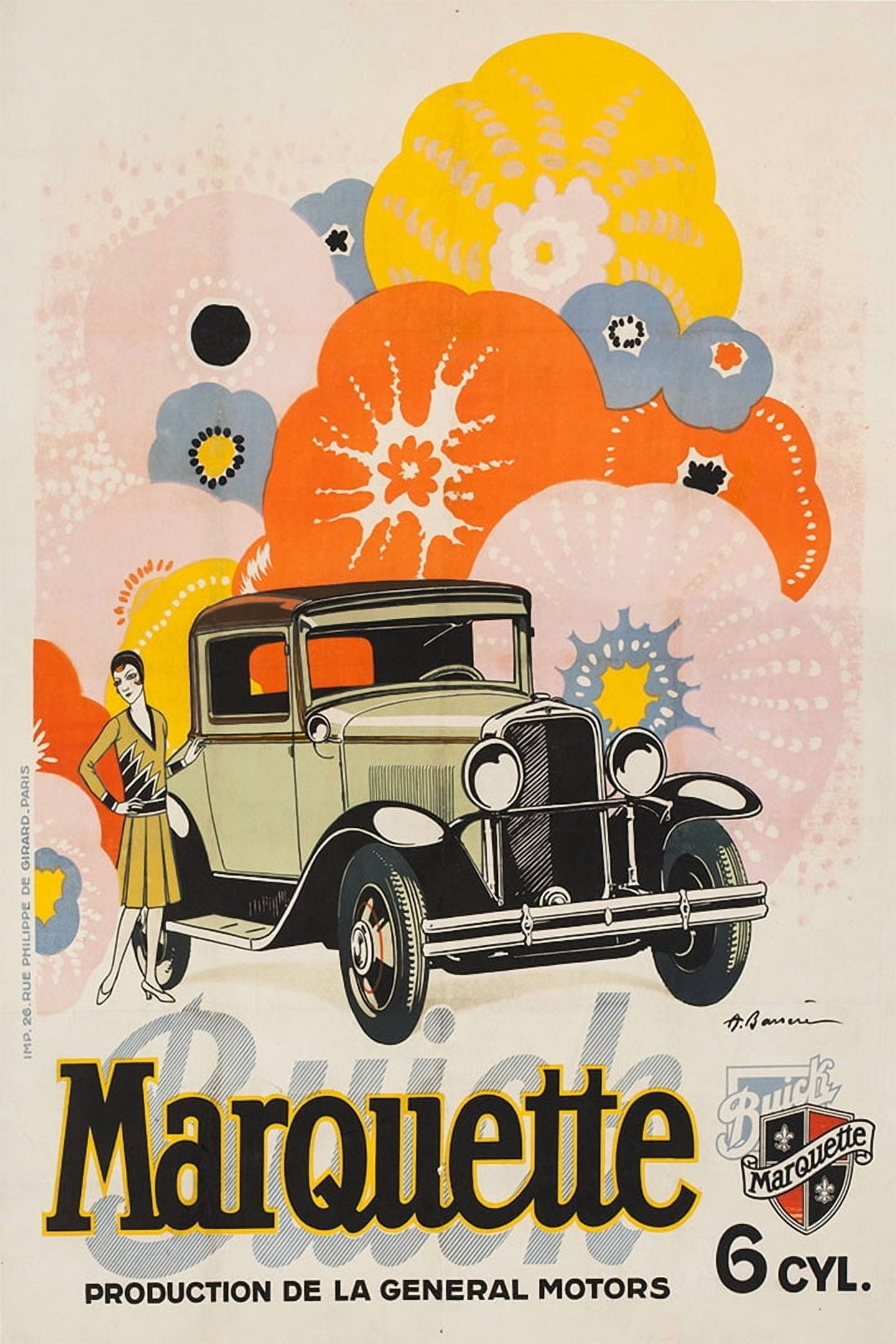 1920s Buick Marquette Vintage Auto Old Car Advertising Wall Art - 24x36 ...
