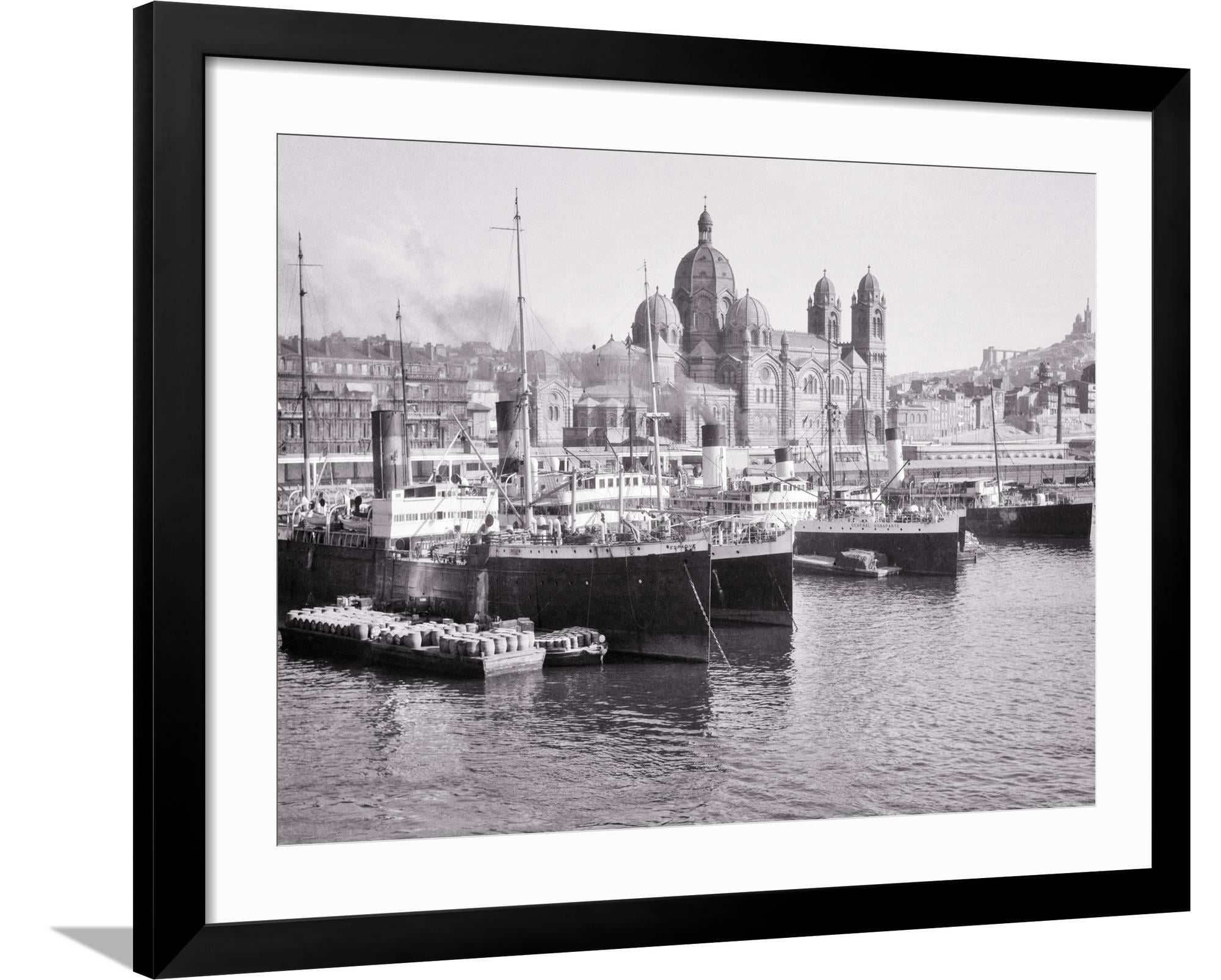 Art.com 1920s CARGO SHIPS DOCKED IN OLD PORT THE CATHEDRAL AND BASILICA ...