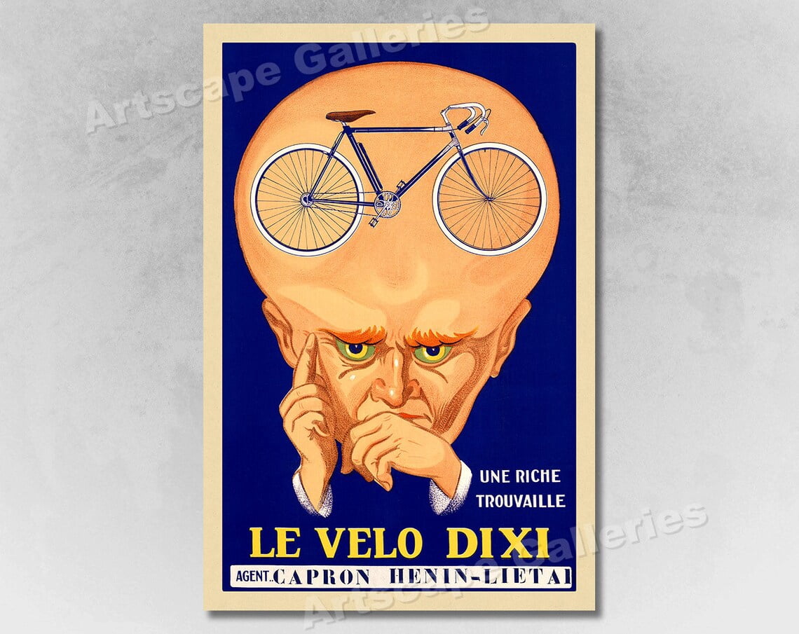 1920s Classic Cycling Thinking "Le Velo Dixi Bicycles", Stretched ...