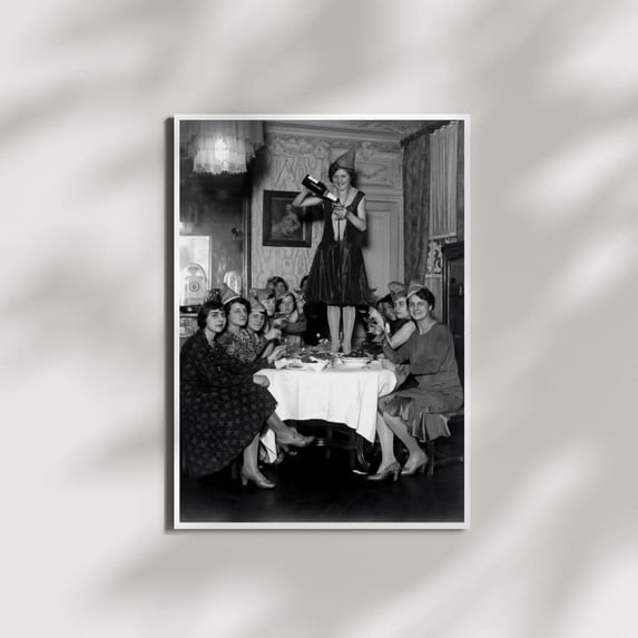1920s Cocktail Party Vintage Women ing Wine Wall Art Black and White ...