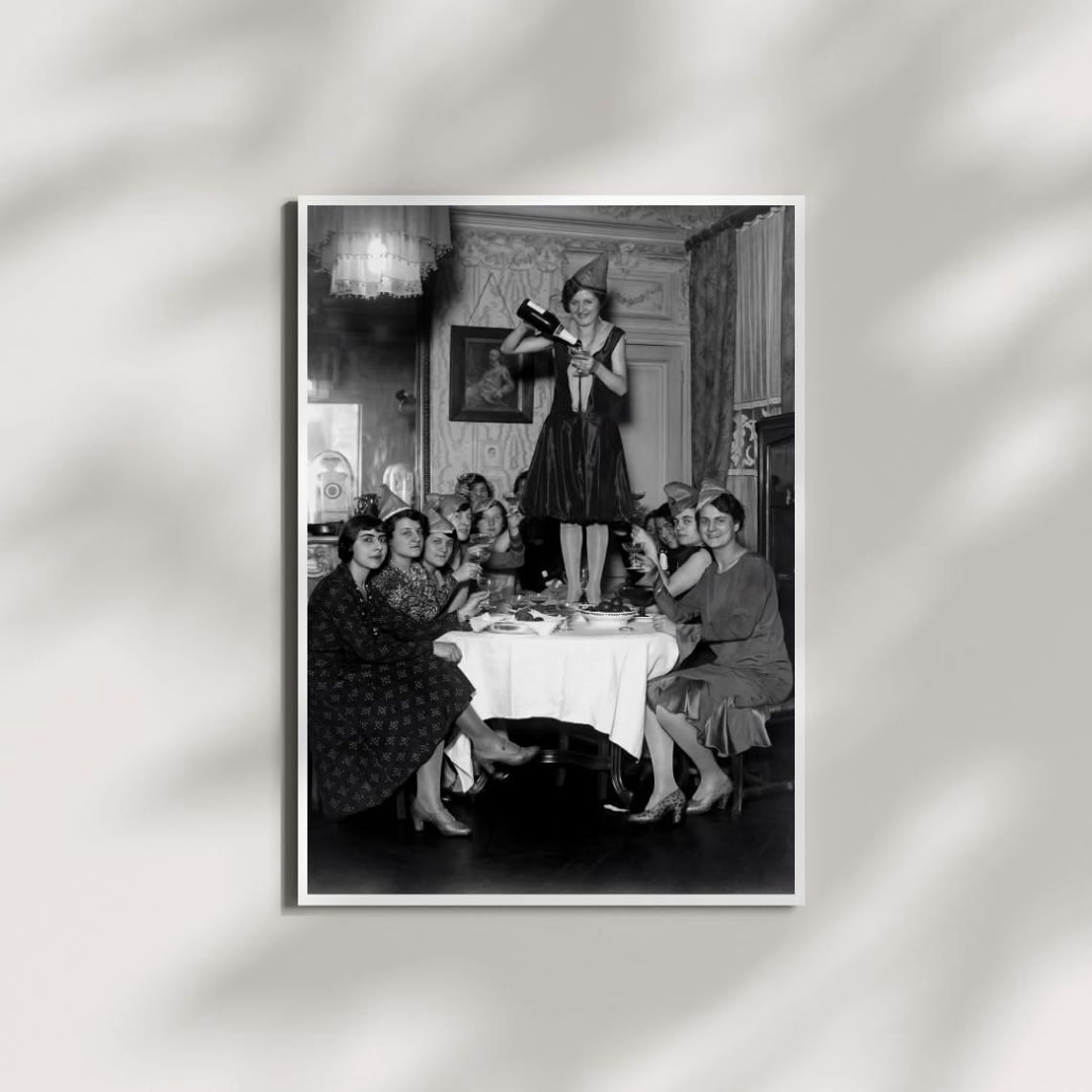 1920s Cocktail Party Vintage Women ing Wine Wall Art Black and White ...