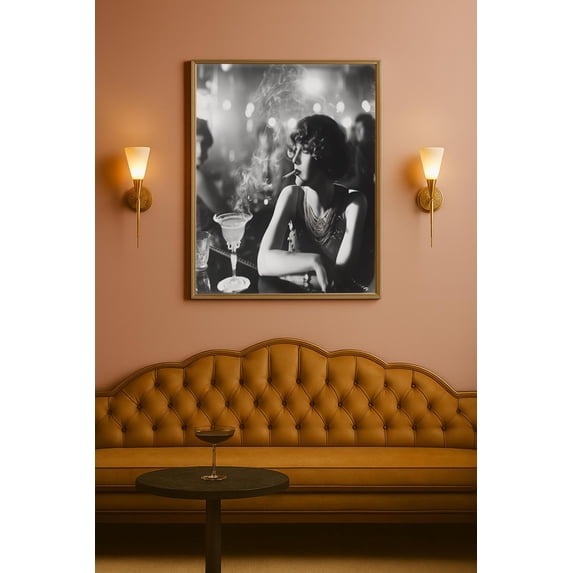 1920s Flapper Art Print, Art Deco Glamour Poster, Vintage Bar Decor ...