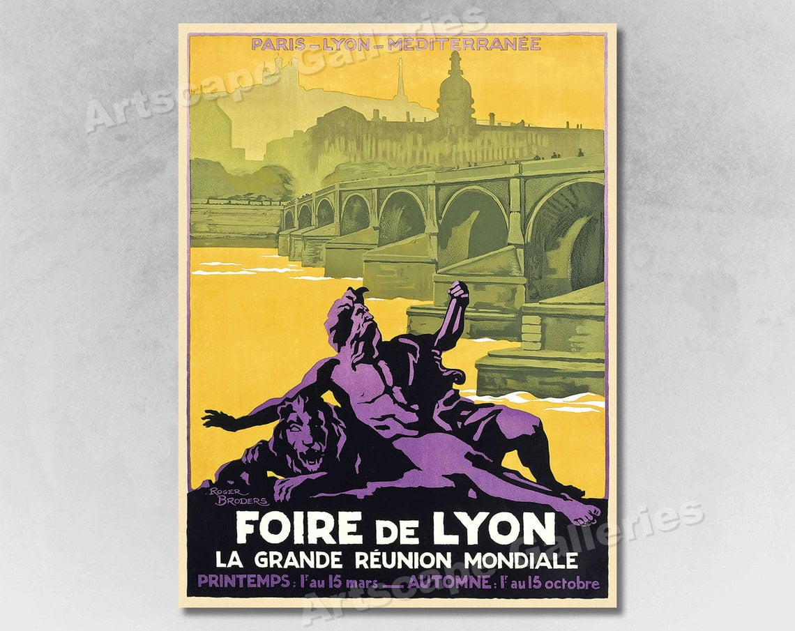 1920s "Foire de Lyon" France Vintage Style French Travel, Stretched ...