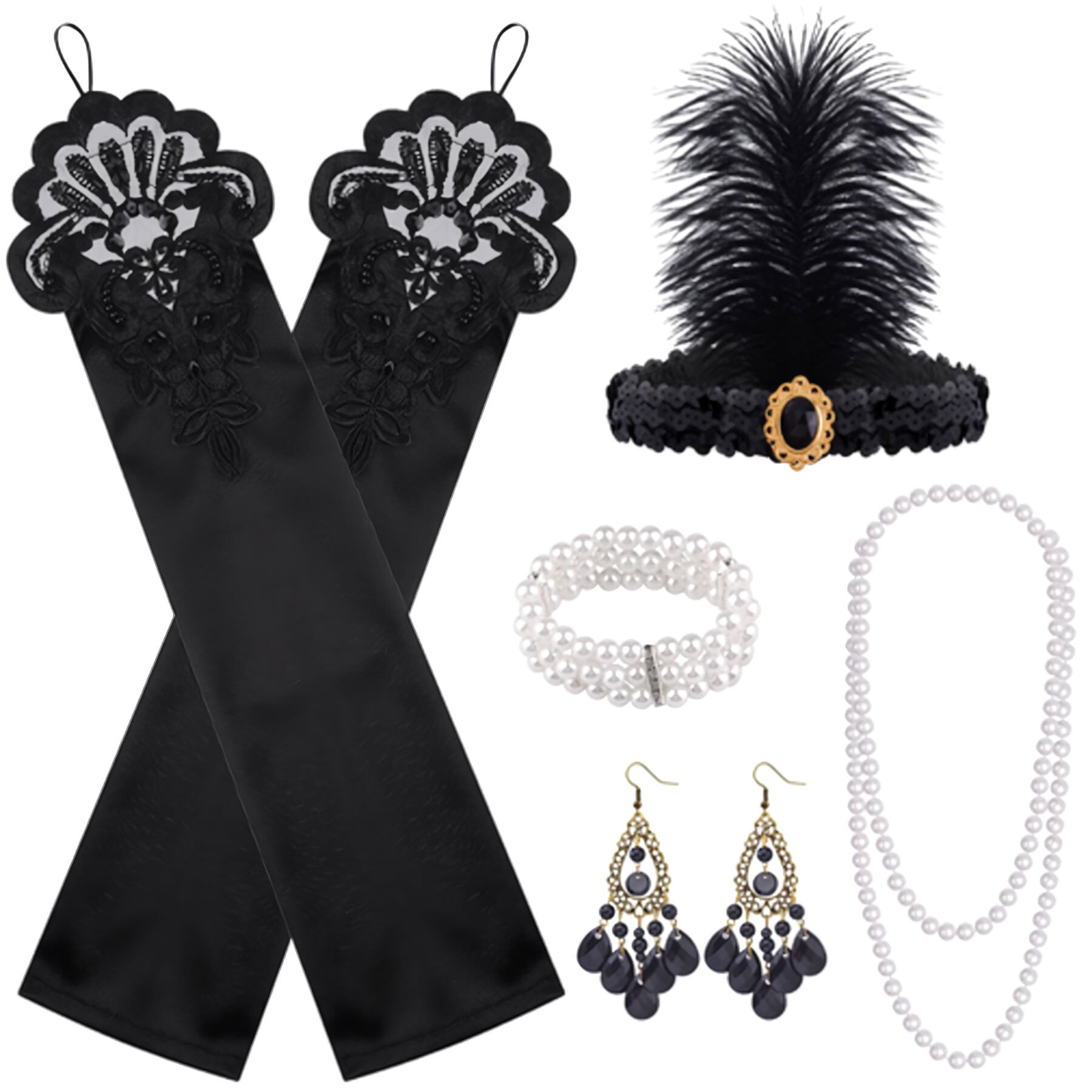 1920s Great Gatsby Accessories Set for Women Flapper Headband Roaring ...
