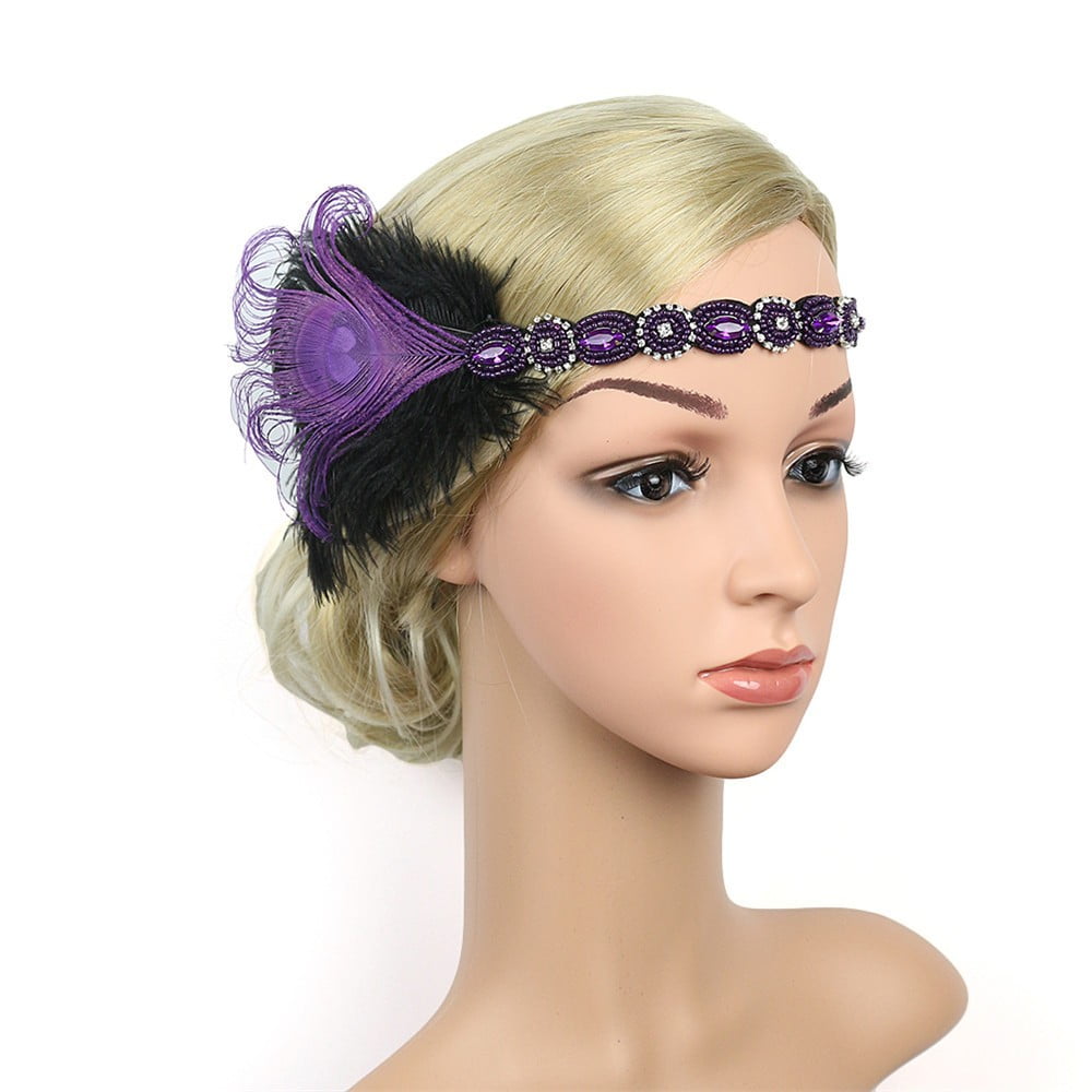 1920s Headpiece Feather Flapper Headband Great Gatsby Headdress Vintage ...