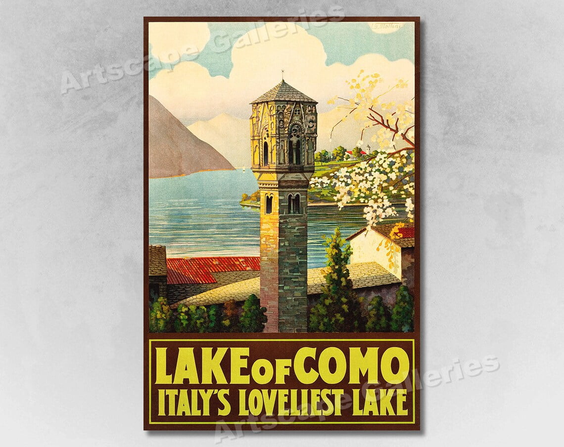 1920s Lake Como Vintage Style Travel Italy, Stretched Canvas - Walmart.com