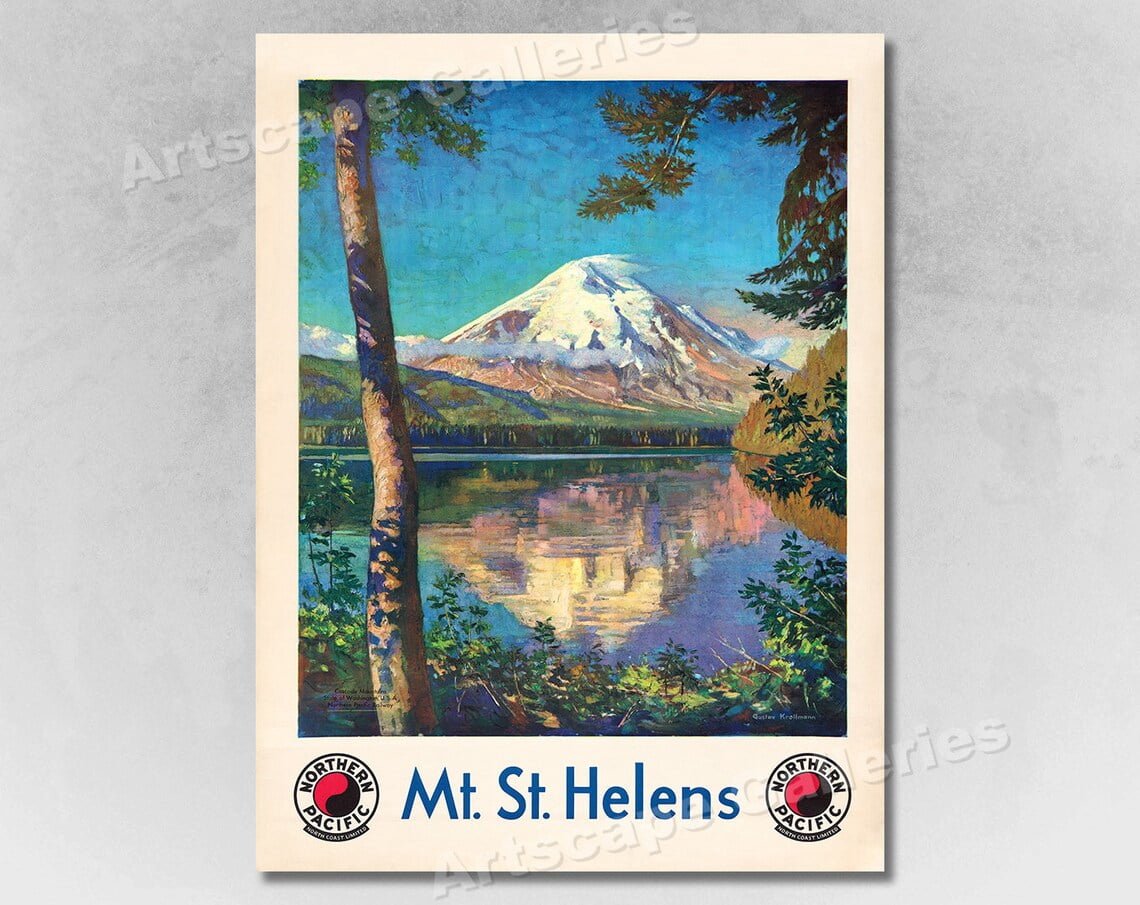 1920s Mt. St. Helens North Coast Limited Vintage Style Travel, Unframed ...