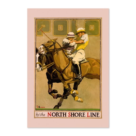 1920s Polo Horses North Shore Railroad Vintage Style Travel Poster ...