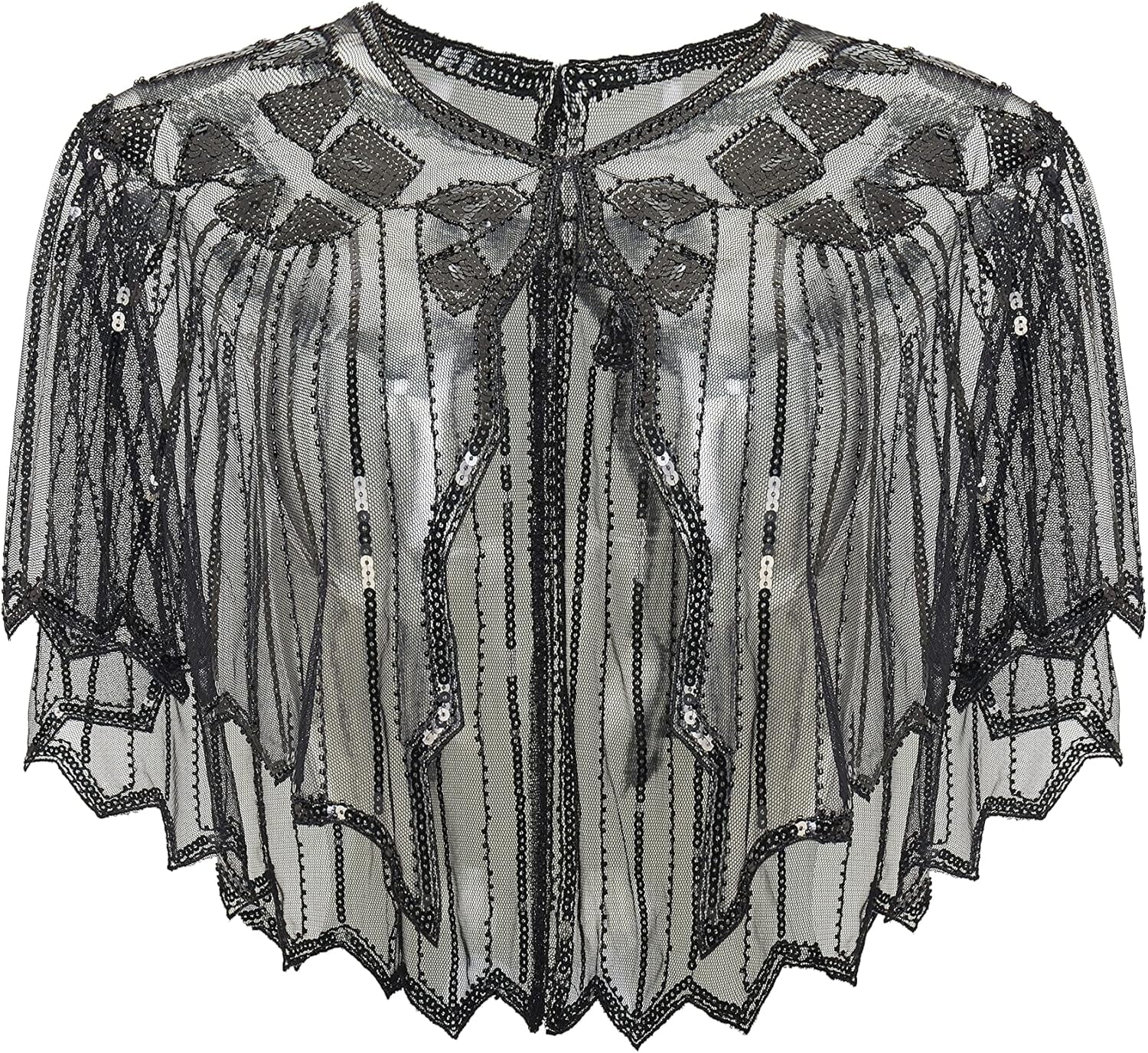 1920s Shawl Wraps Sequin Beaded Evening Cape Bridal Shawl - Walmart.com