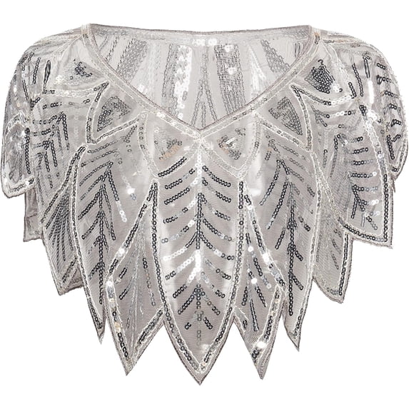 1920s Shawl Wraps Sequin Beaded Evening Cape Bridal Shawl - Walmart.com