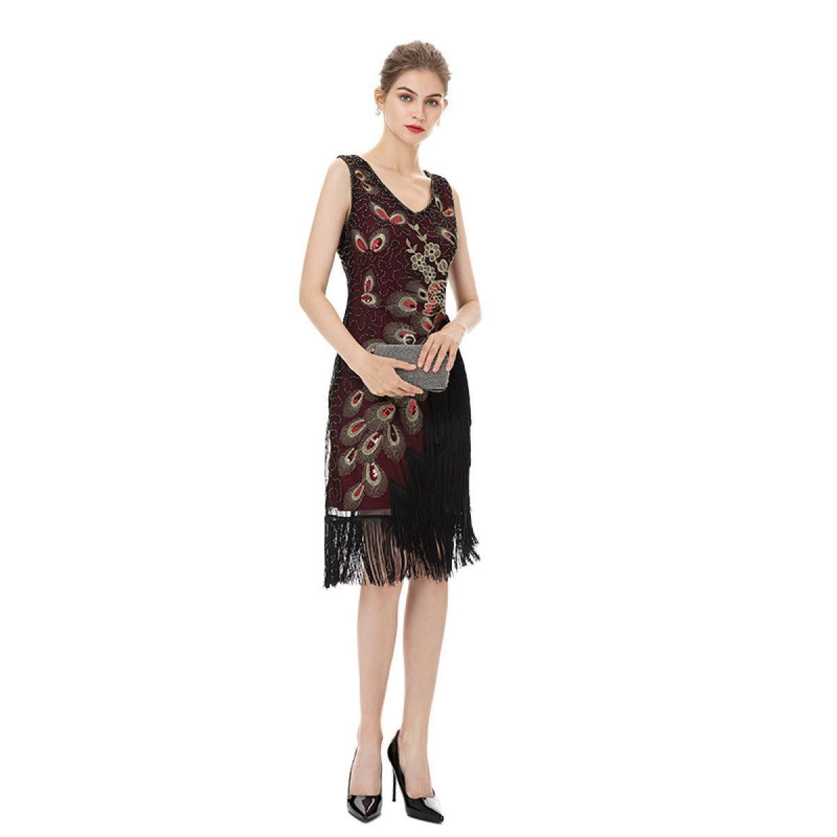 1920s Slim-fit Wedding Dress Female Sequin Evening Dress Retro Wedding ...