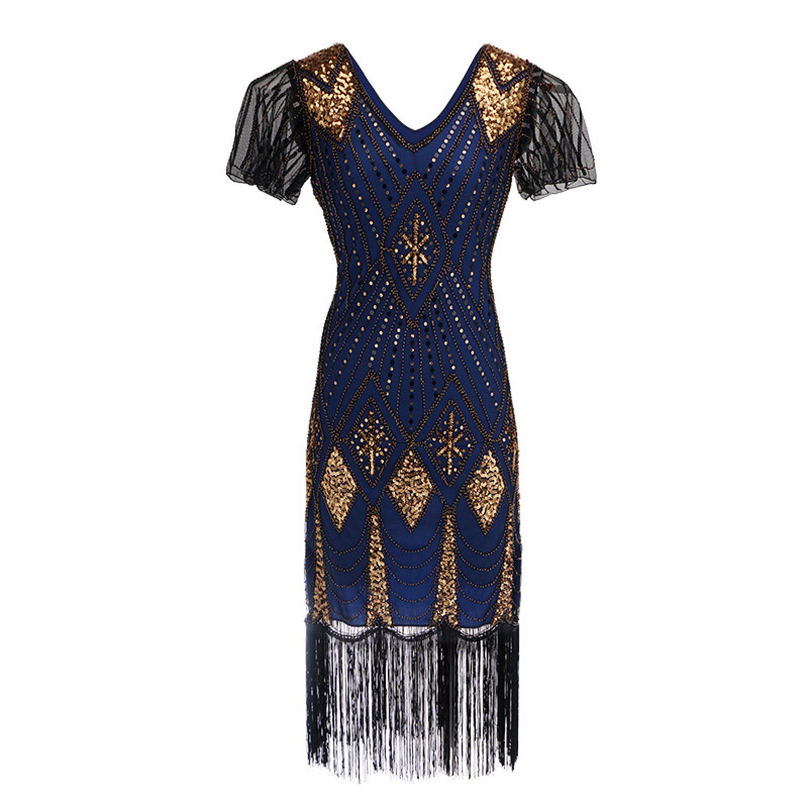 1920s Vintage Flapper Dress with Sequins Beads and Long Tassel Inserts ...