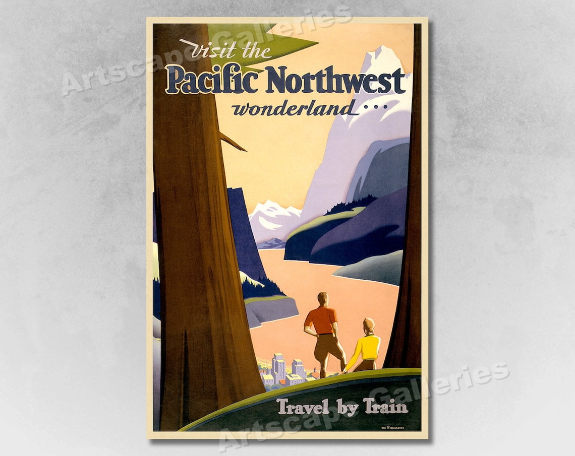 1920s Visit the Pacific Northwest Vintage Style Train Travel, Unframed ...