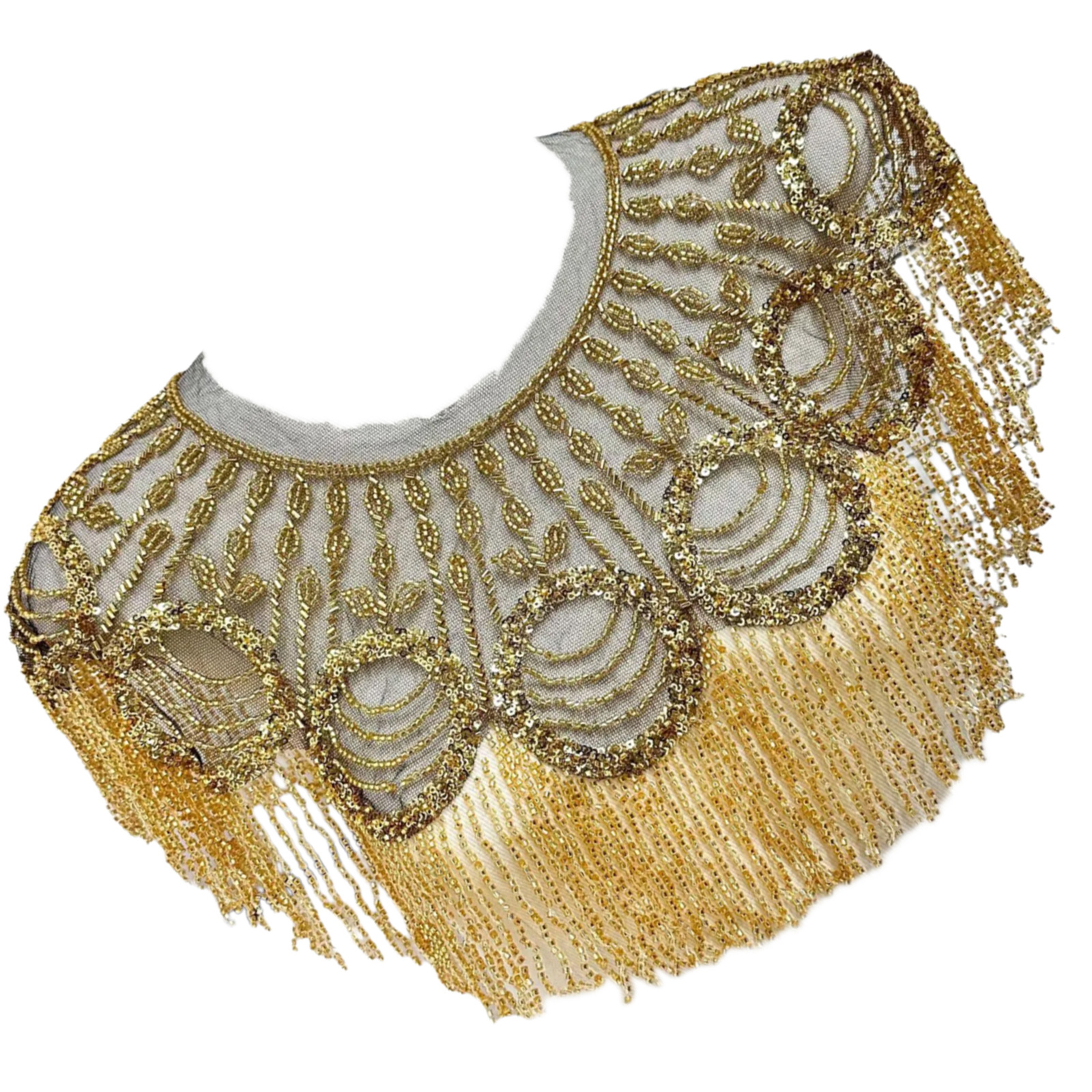 1920s Women’s Embroidery Sequined Shawl Wrap Sparkling Beaded Tassels ...