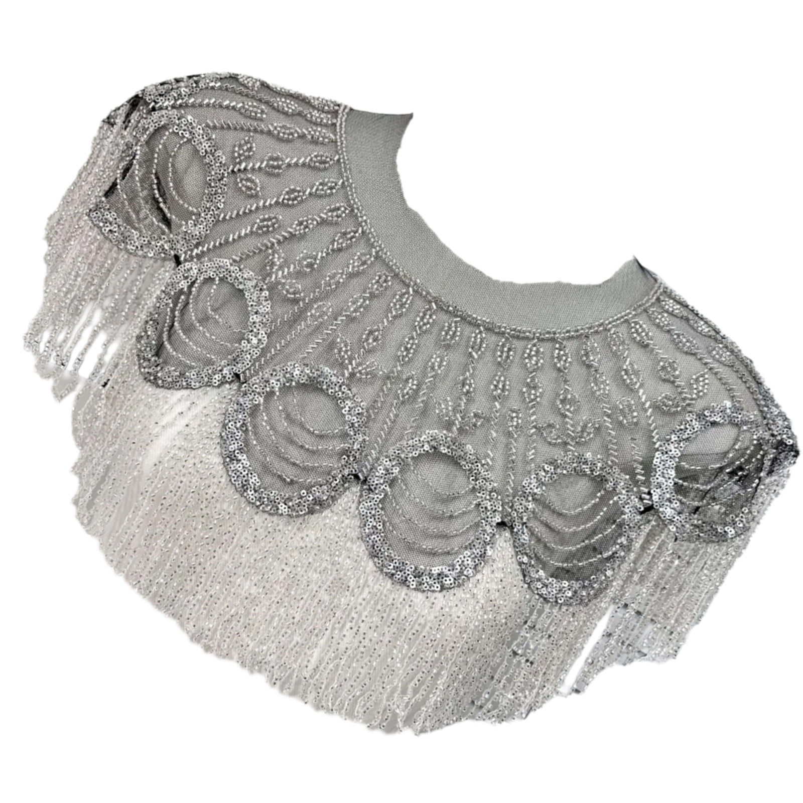 1920s Women’s Embroidery Sequined Shawl Wrap Sparkling Beaded Tassels ...
