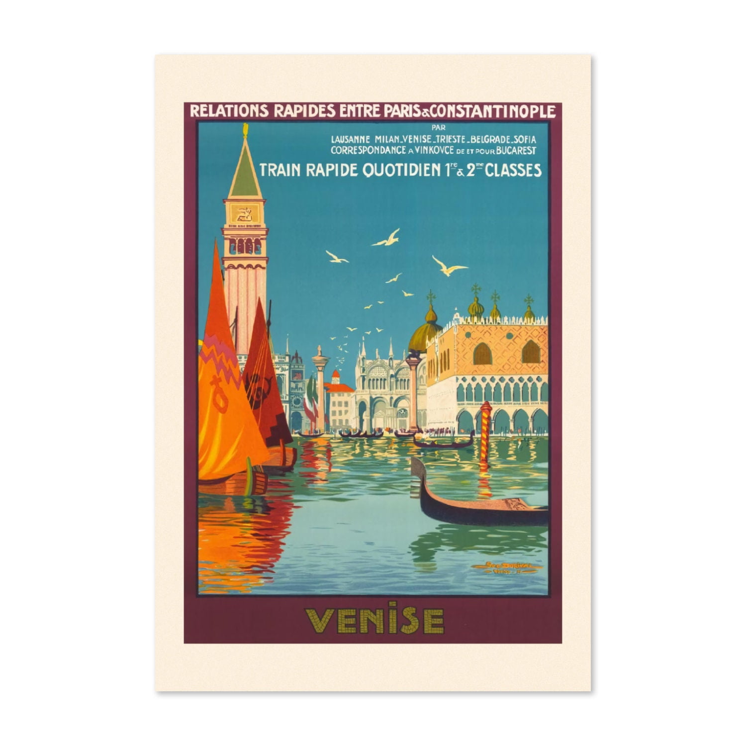 1921 Travel Poster, Venise, Venice Italy Vintage Style Travel Poster ...