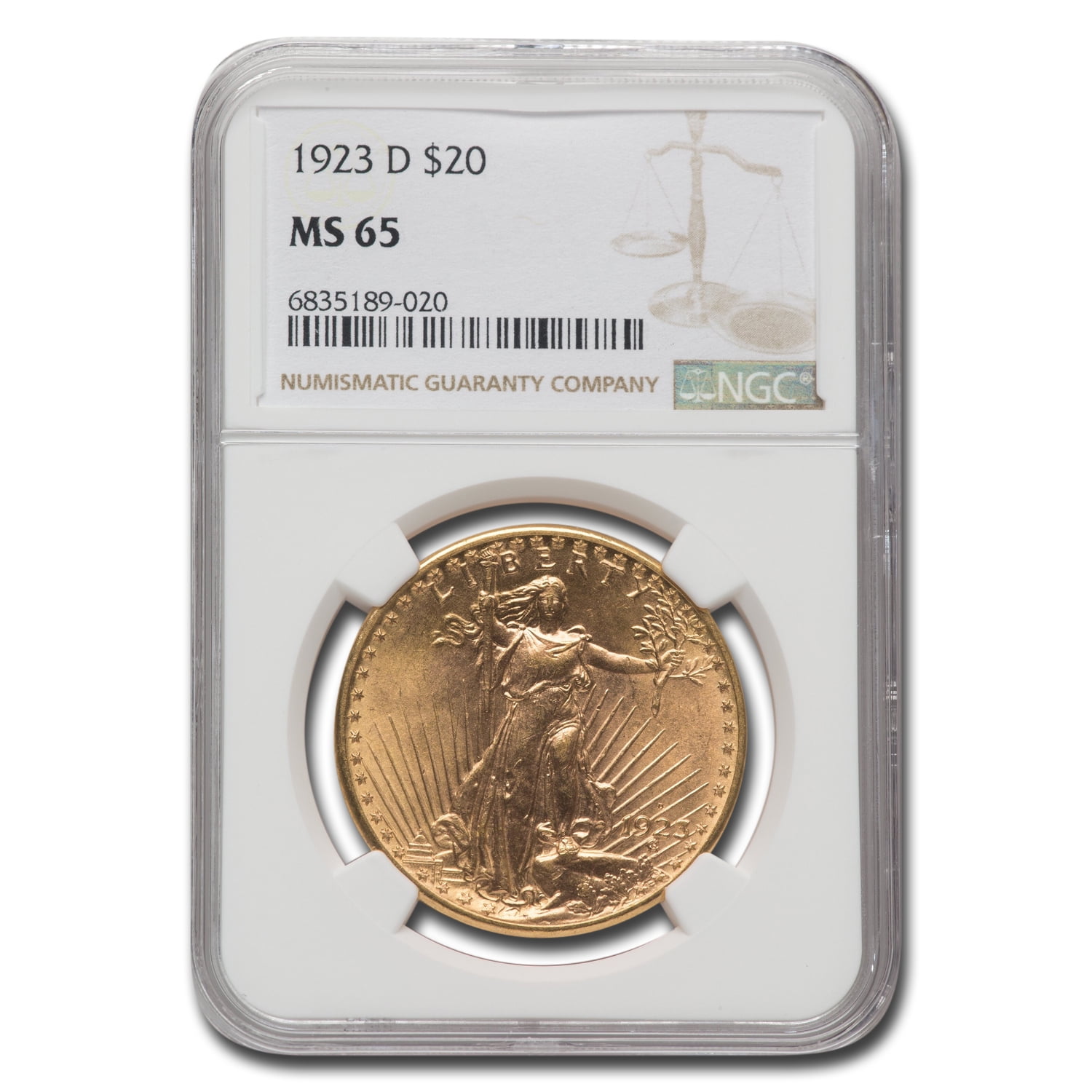 1923-D $20 St Gaudens Gold Double Eagle MS-65 NGC - Walmart.com