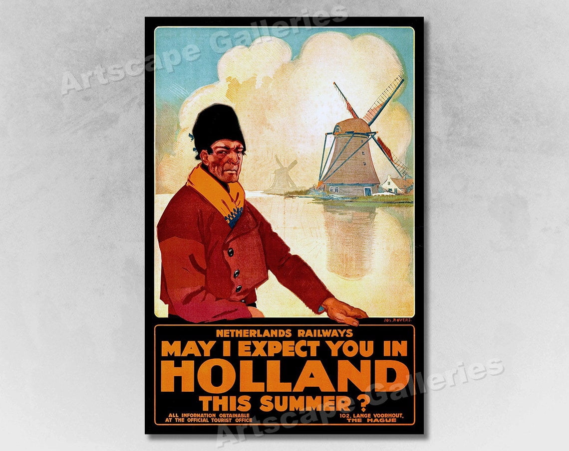 1925 Summer in Holland Vintage Style Dutch Travel, Stretched Canvas ...