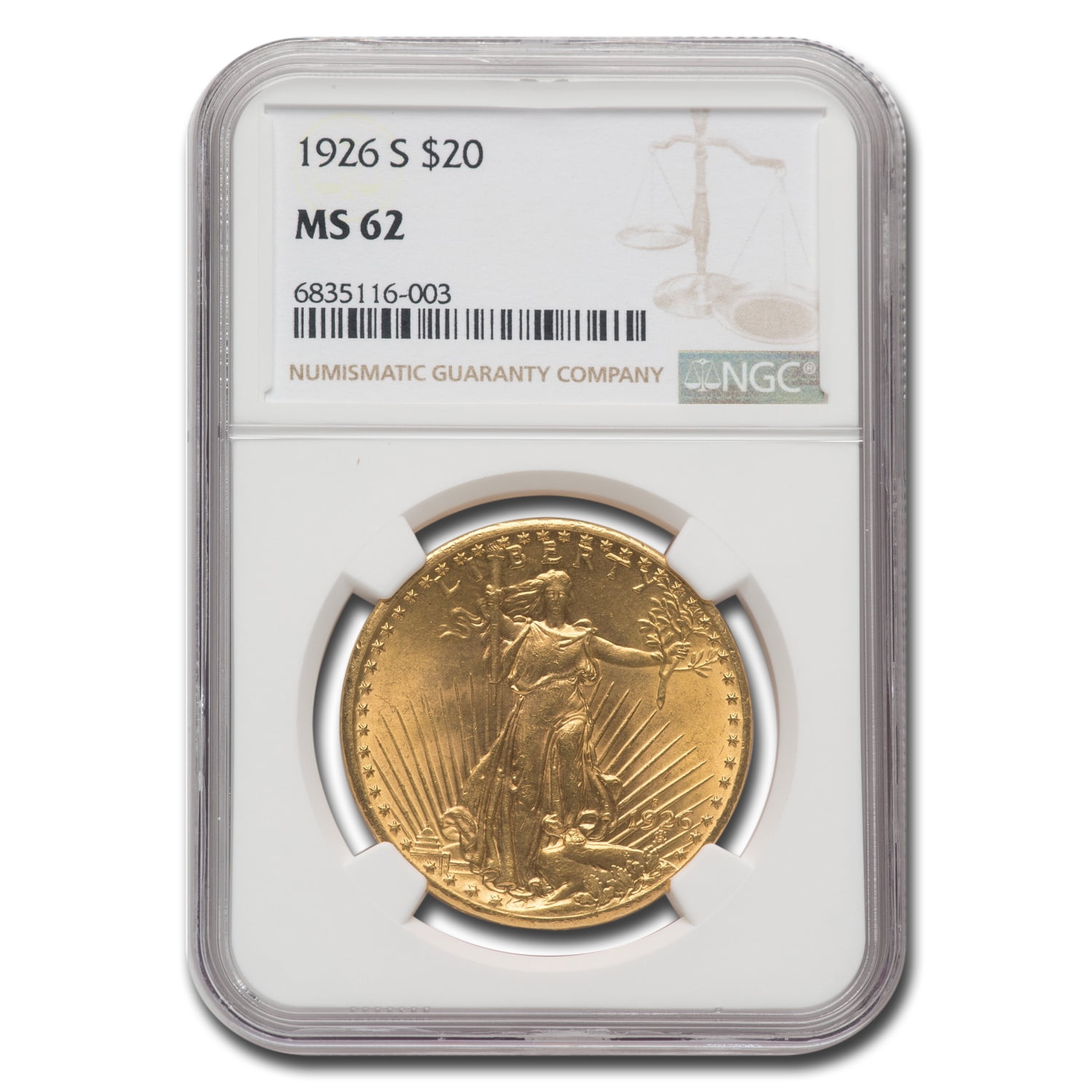 1926-S $20 St Gaudens Gold Double Eagle MS-62 NGC - Walmart.com