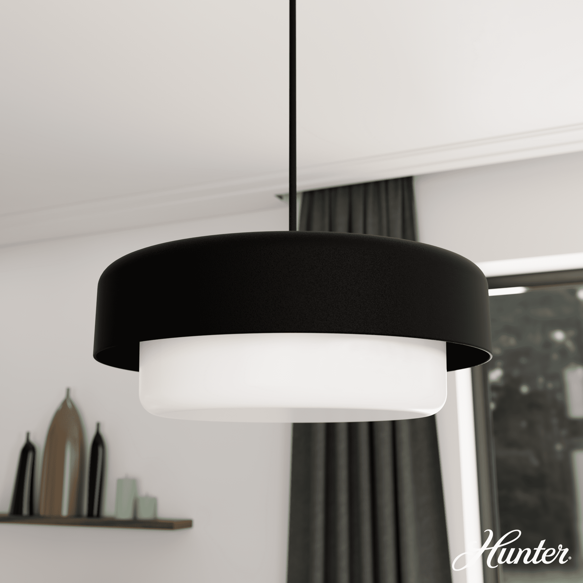 Hunter - Station 4-light Natural Black Iron, Large Pendant Light ...