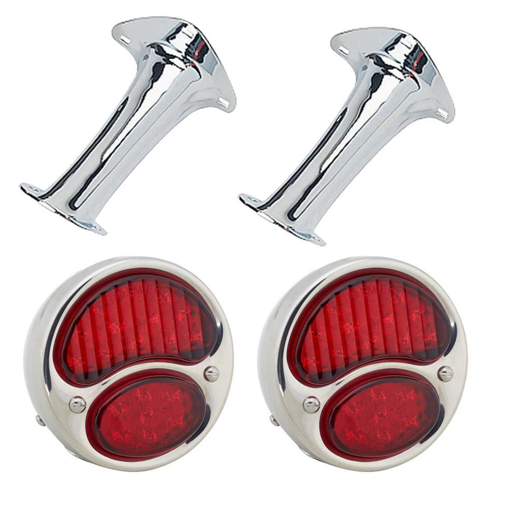 1928-31 Ford Model A LED Tail Lights Stainless, w/Chrome Brackets ...