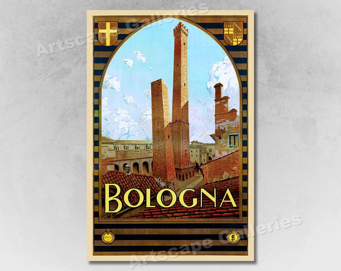 1928 Bologna Italy Vintage Style Italian Travel, Unframed Poster ...