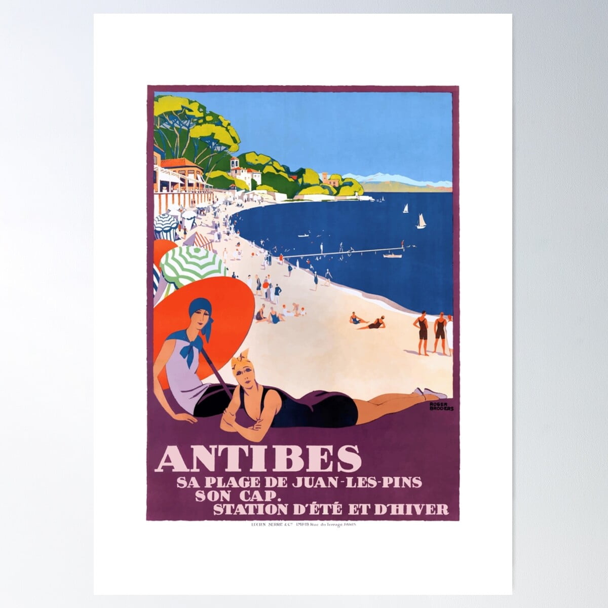 1928 France Antibes French Riviera Travel Poster Poster Wall Art, Modern Wall Decor For Living ...